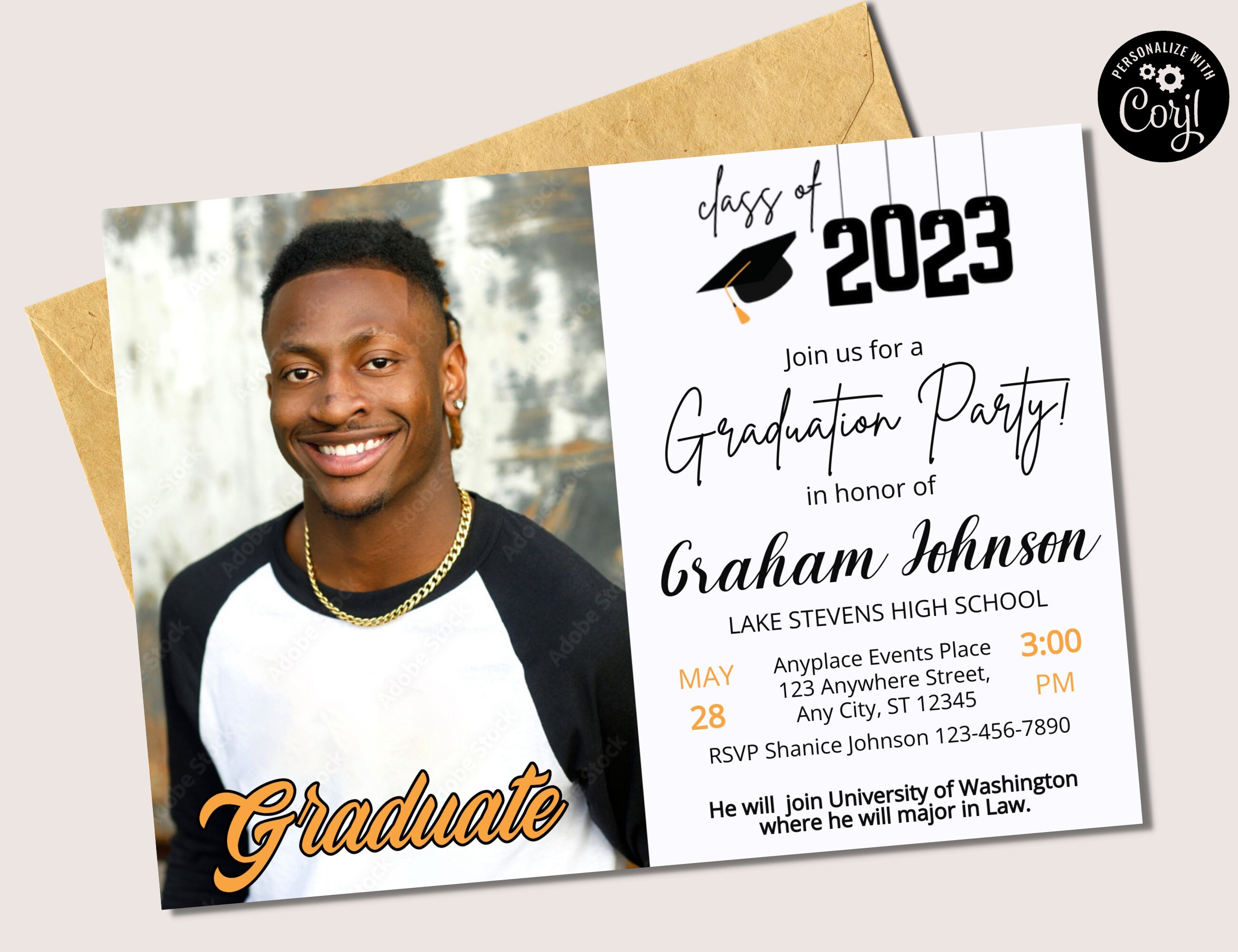 High School Graduation Party Invitations For Guys