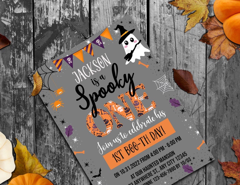 Spooky One Birthday Invitation for Boys Halloween 1st - Etsy
