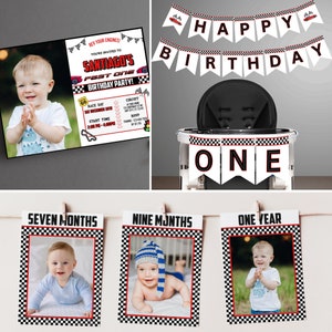 Editable Fast One Car Racing Theme Birthday Party Bundle, 1st Birthday ...