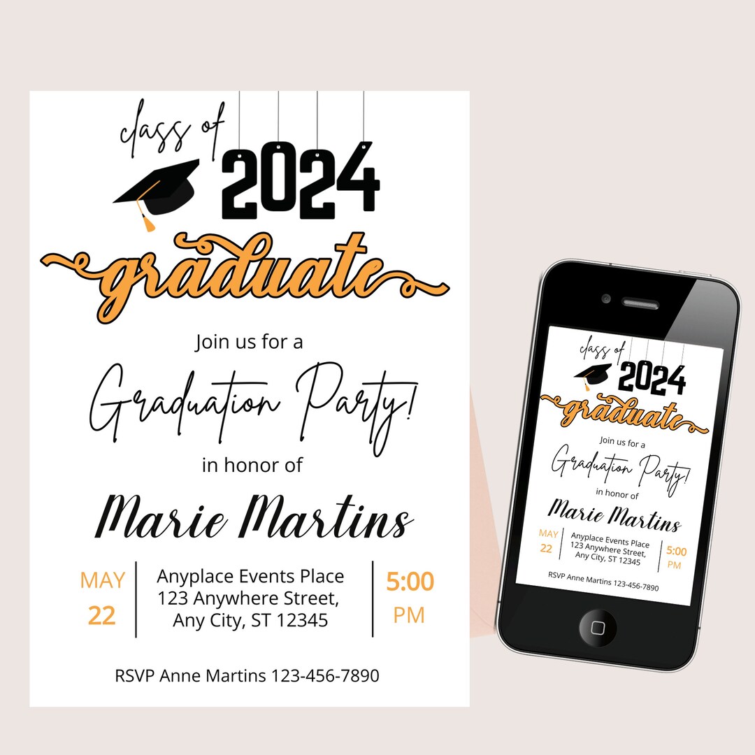 Graduation Party Invitation Template, Editable Senior Grad Announcement ...