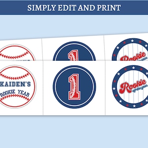 Editable Rookie of the Year Birthday Cupcake Topper, Baseball 1st ...