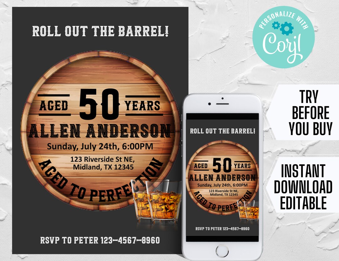Editable Mens Birthday Party Invitation Template for Any Age - Etsy