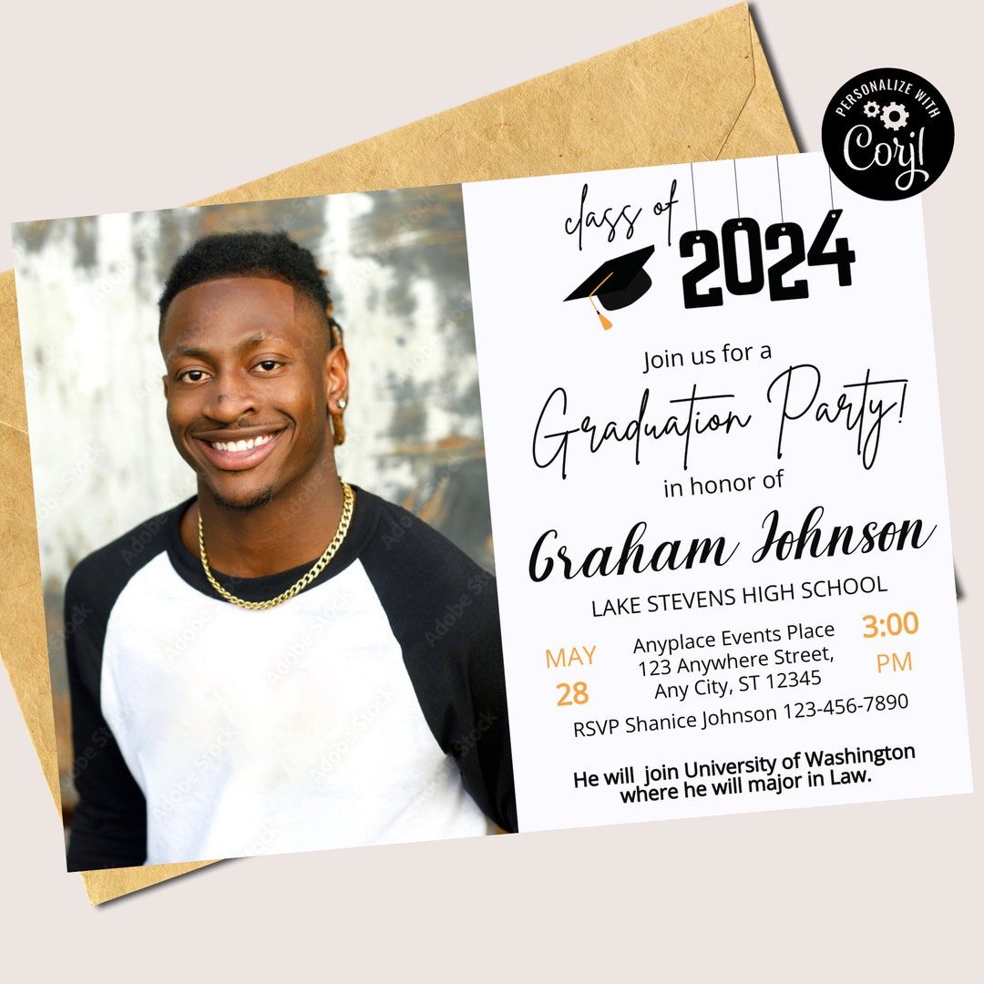 Editable Graduation Party Invitation Template With Photos, Instant ...