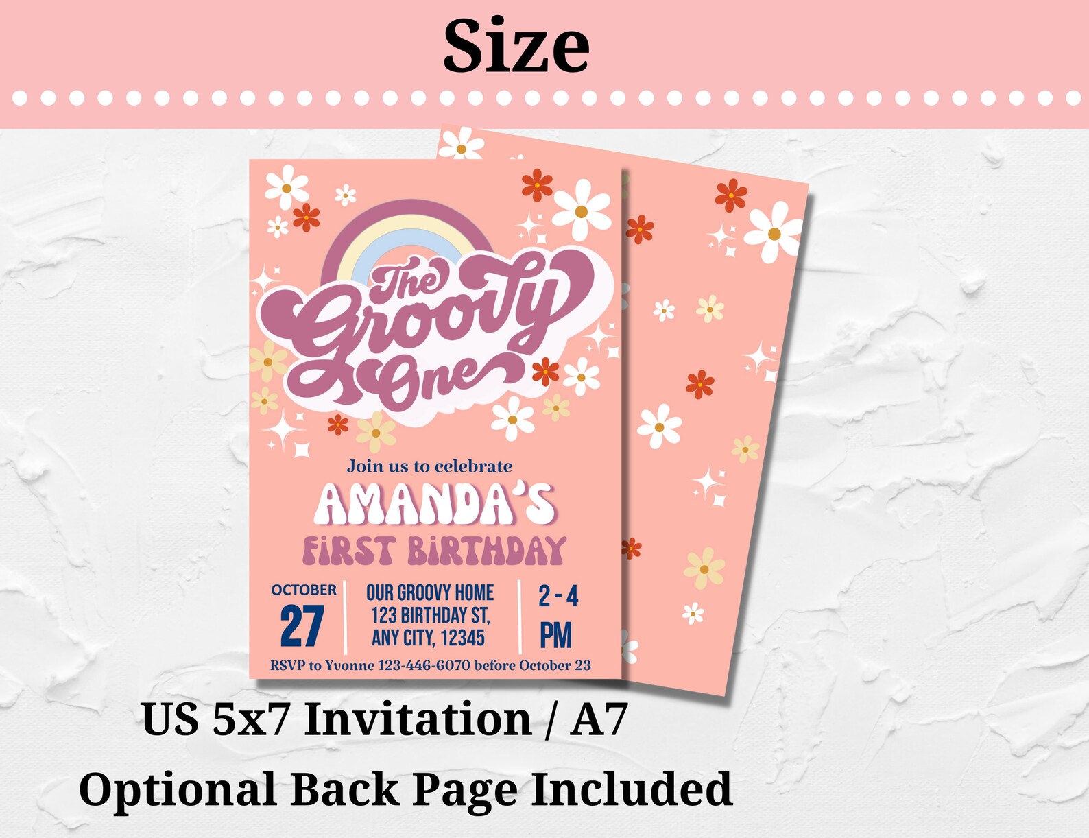 Editable Groovy One Invitation Template for First Birthday, 1st Hippie ...