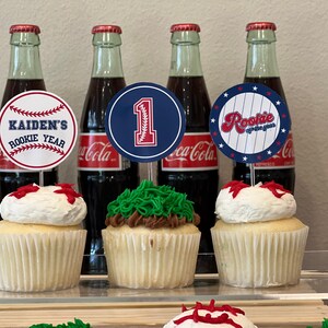Editable Rookie of the Year Birthday Cupcake Topper, Baseball 1st ...