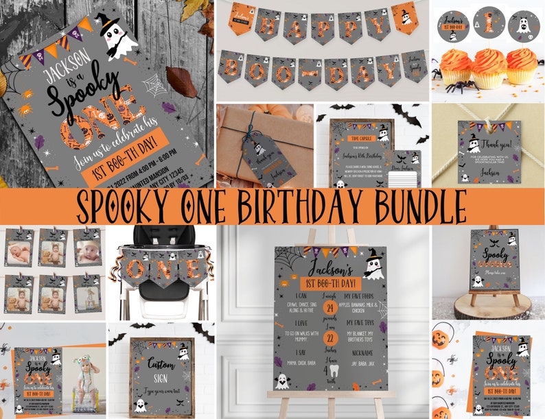 Editable Spooky One Birthday Invitation Bundle 1st Birthday - Etsy