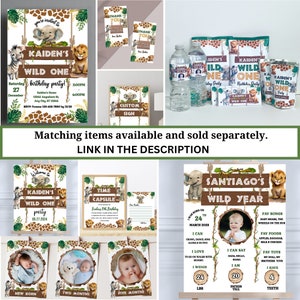 Editable Wild One Birthday Party Favor Labels Bundle, Safari Jungle ...