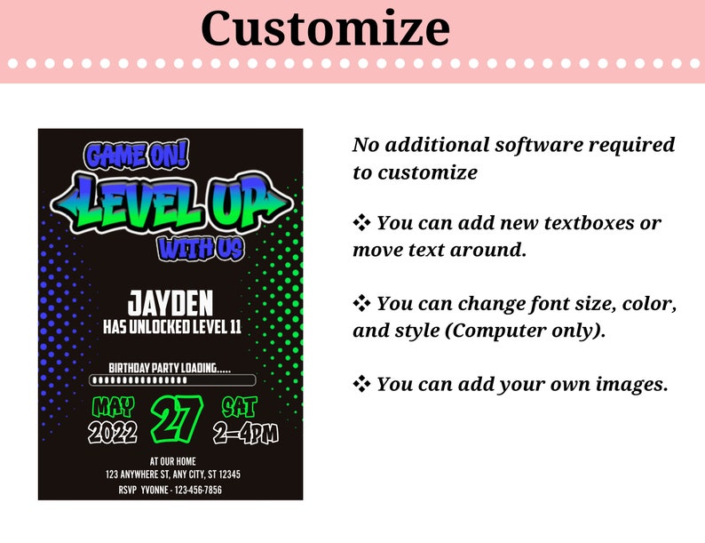 Video Game Invitation Gaming Party Invitation Gamer Party - Etsy