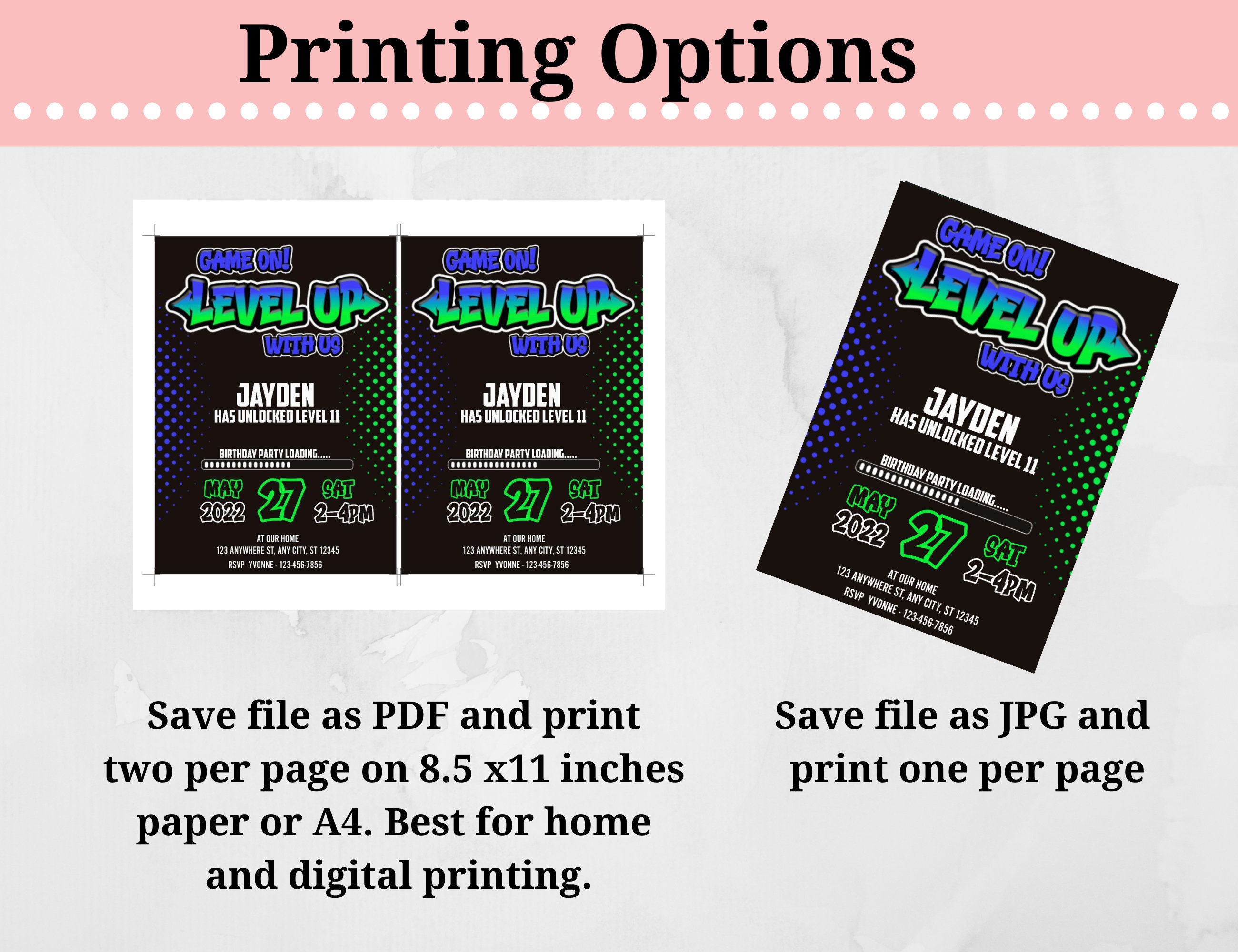 Video Game Invitation Gaming Party Invitation Gamer Party - Etsy