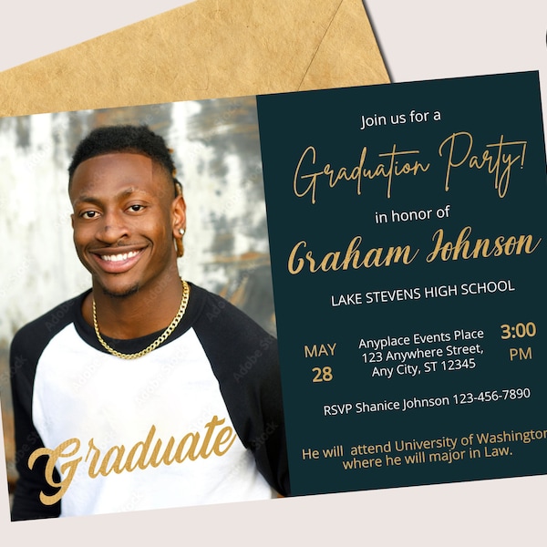 Editable Graduation Party Invitation Template With Photos for Instant ...