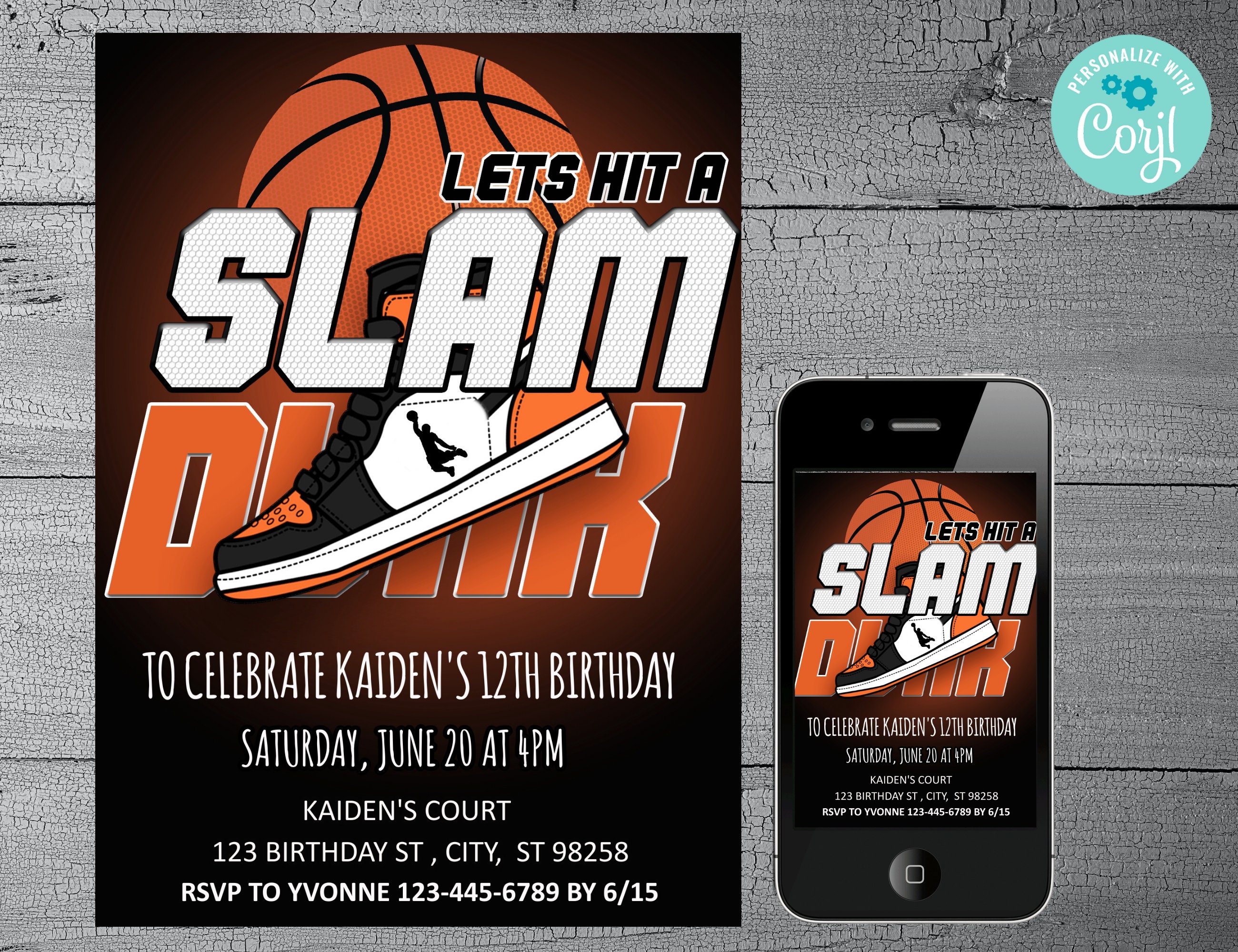 Basketball Birthday Invitation, Editable Boys Printable Invite, Sports ...