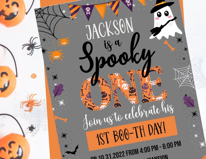 Spooky One Birthday Invitation for Boys Halloween 1st - Etsy