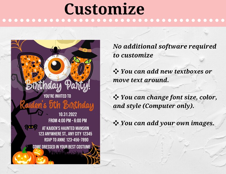 Editable Kids Halloween Birthday Costume Party Invitation - Etsy