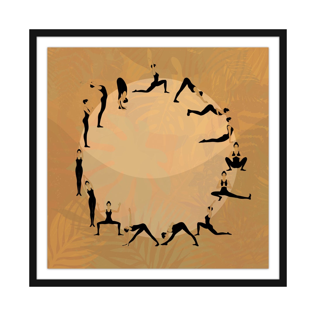 Sun and Moon Salutation/ Downloadable Digital Print/ Surya Namaskar and ...
