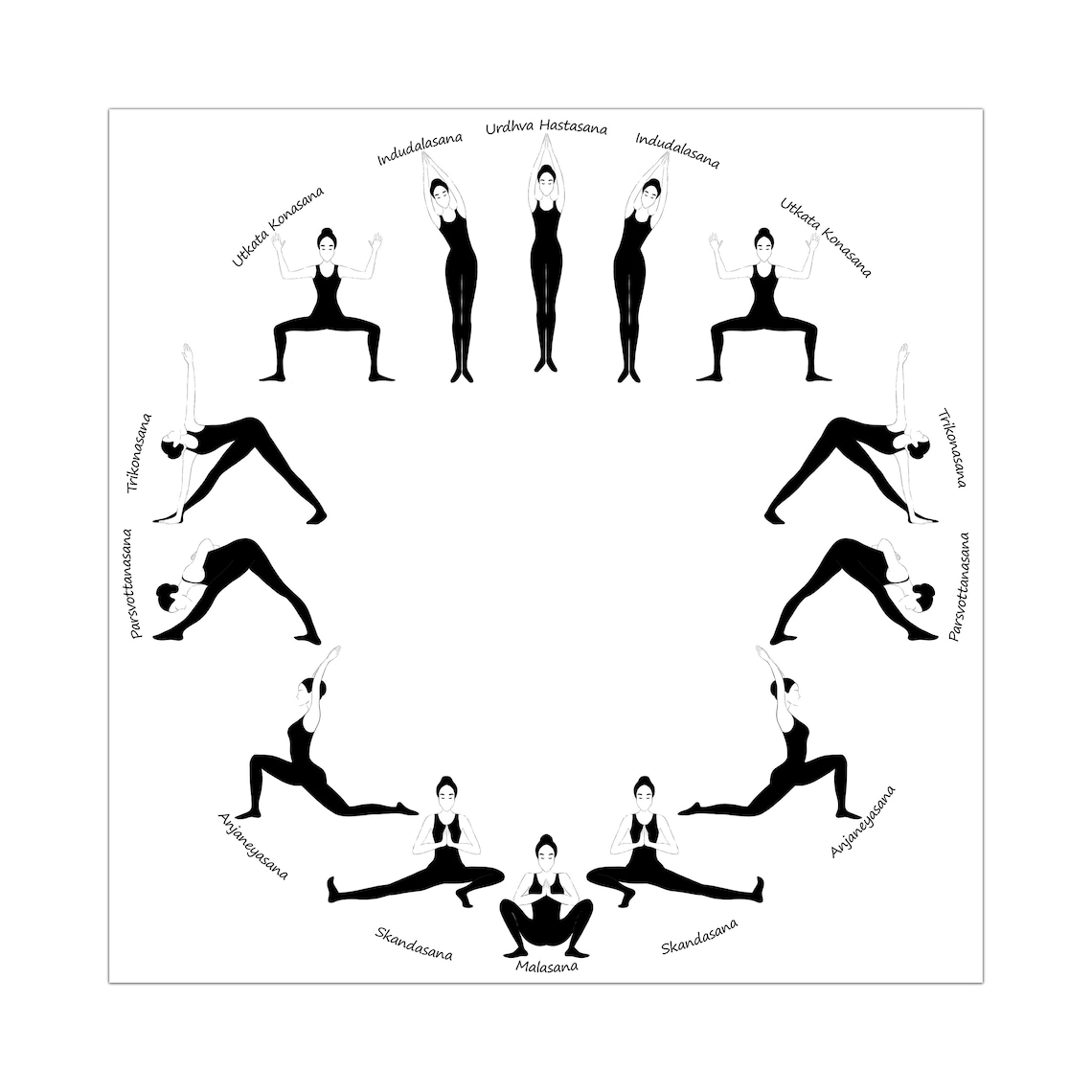 Sun and Moon Salutation/ Downloadable Digital Print/ Surya Namaskar ...