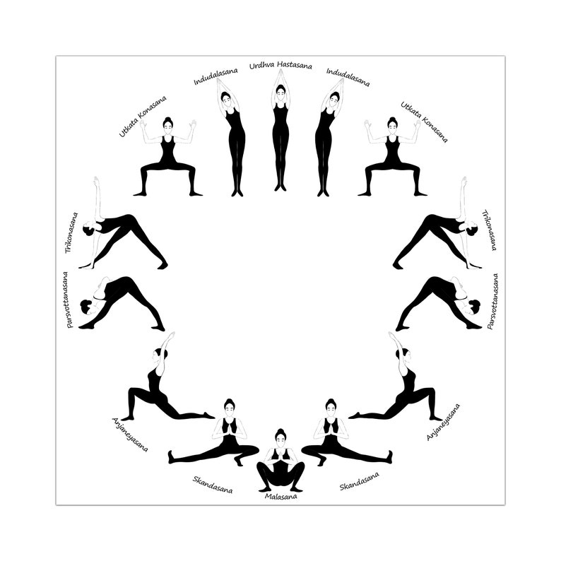 Sun and Moon Salutation/ Downloadable Digital Print/ Surya Namaskar ...