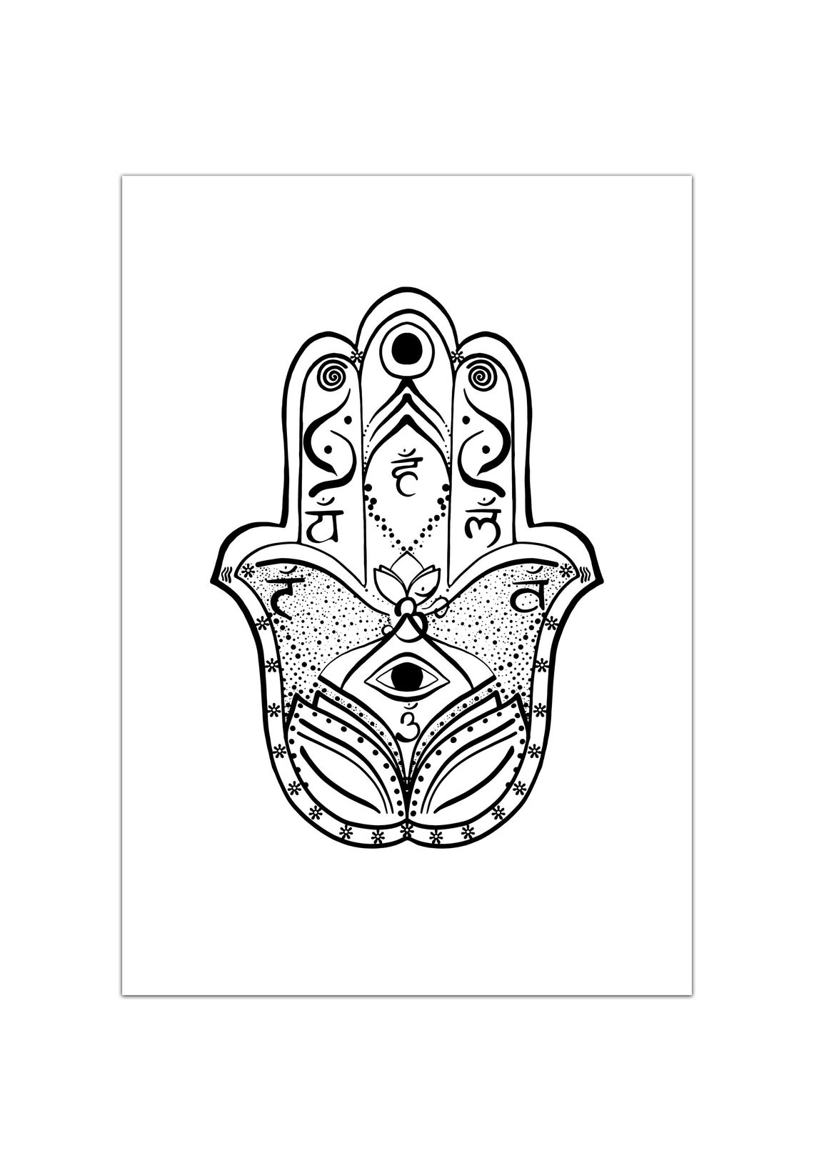 Hamsa Digital Print/ Wall Art/ Eye of Fatima/ Yoga/ Downloadable ...