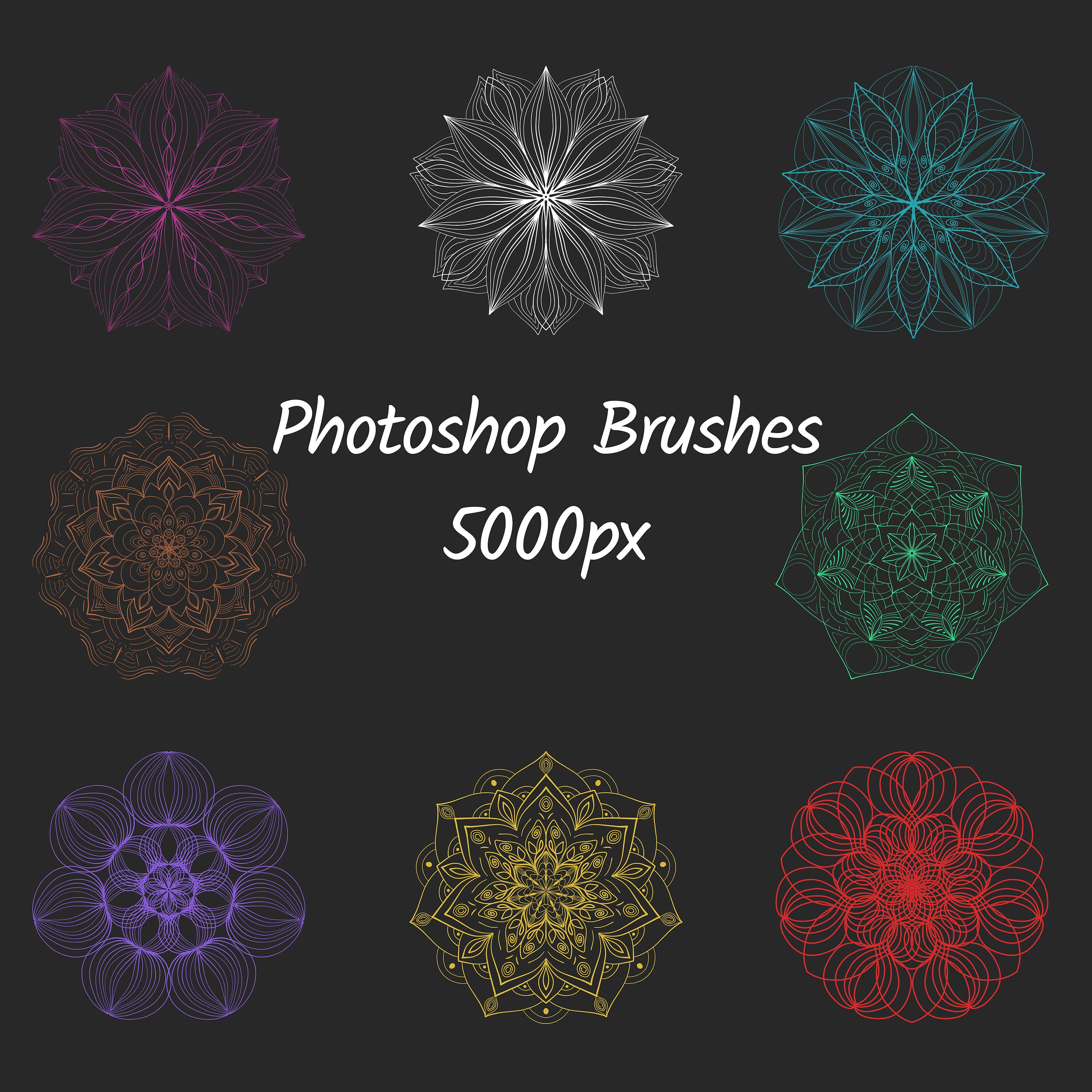 Mandala Photoshop Brushes VI / 5000px Photoshop Brushes - Etsy