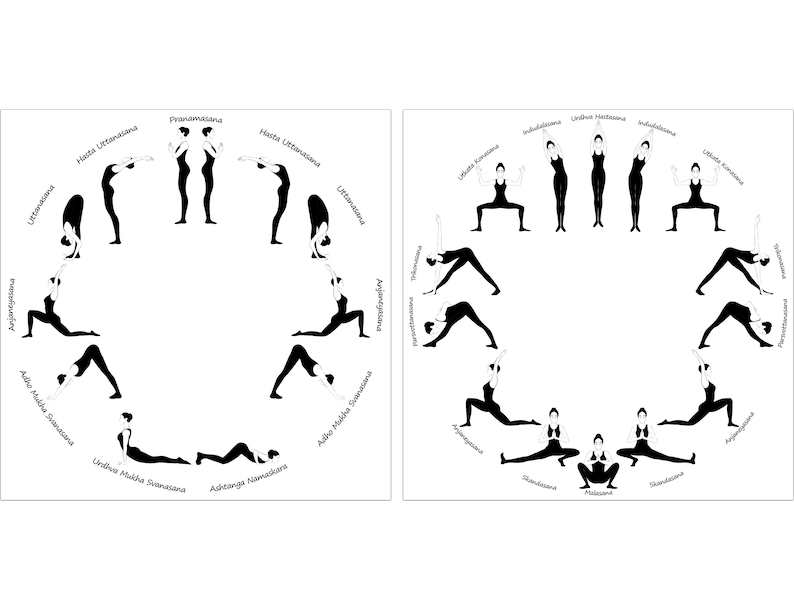 Sun and Moon Salutation/ Downloadable Digital Print/ Surya Namaskar ...