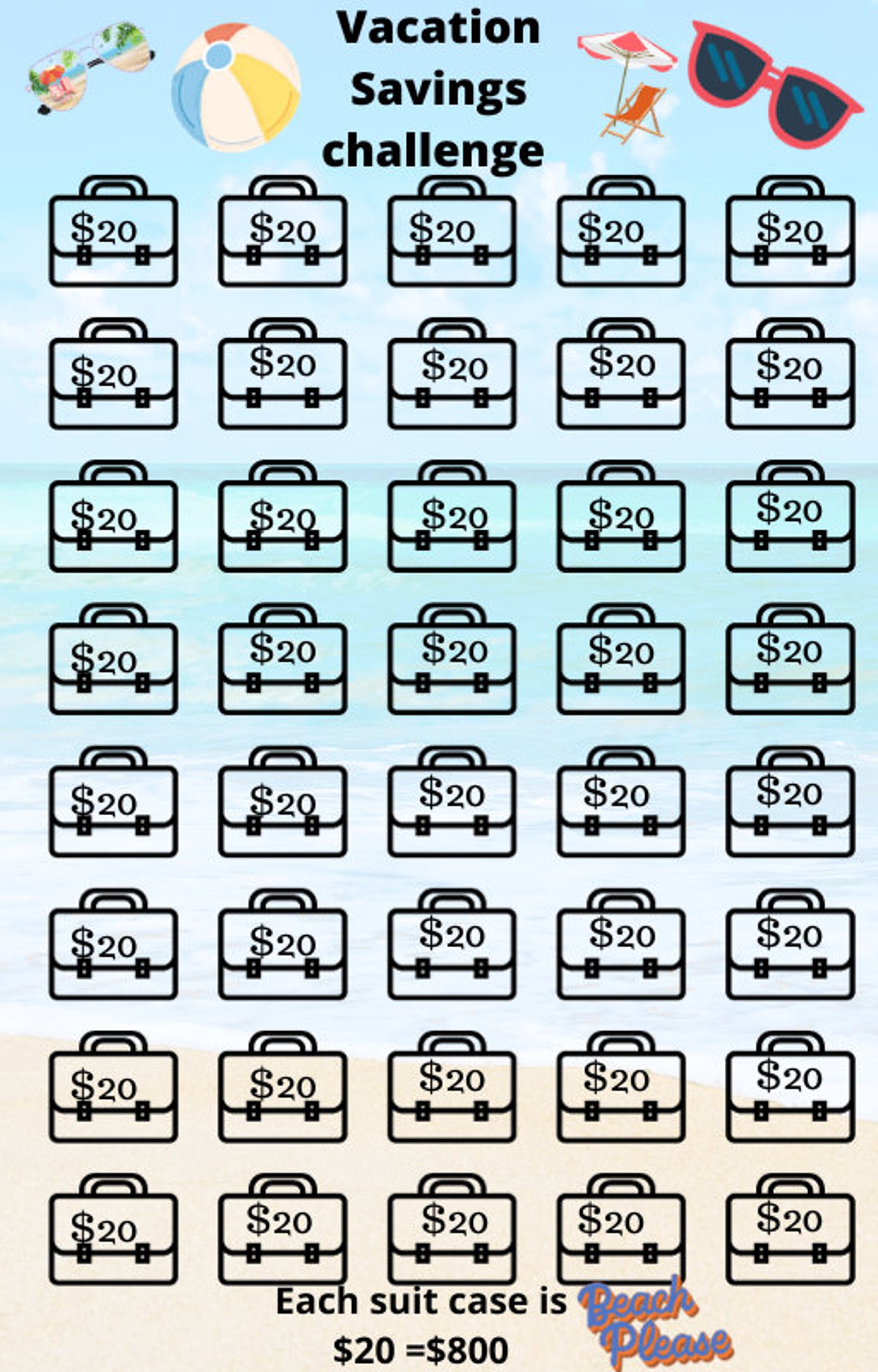 Vacation Savings Challenge - Etsy