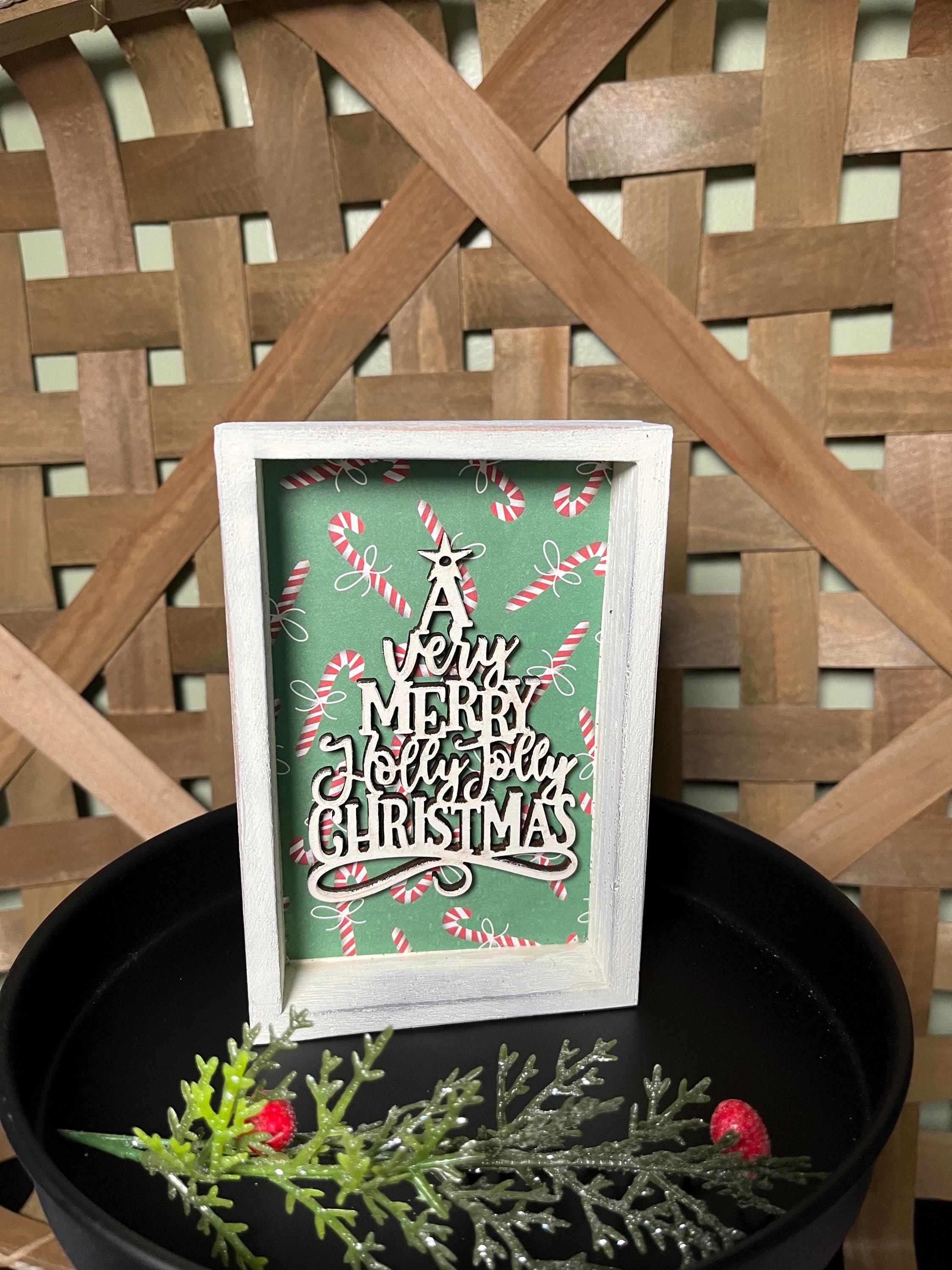 Christmas/holiday Theme Wood Christmas Tree Frame Tier Tray Decor ...
