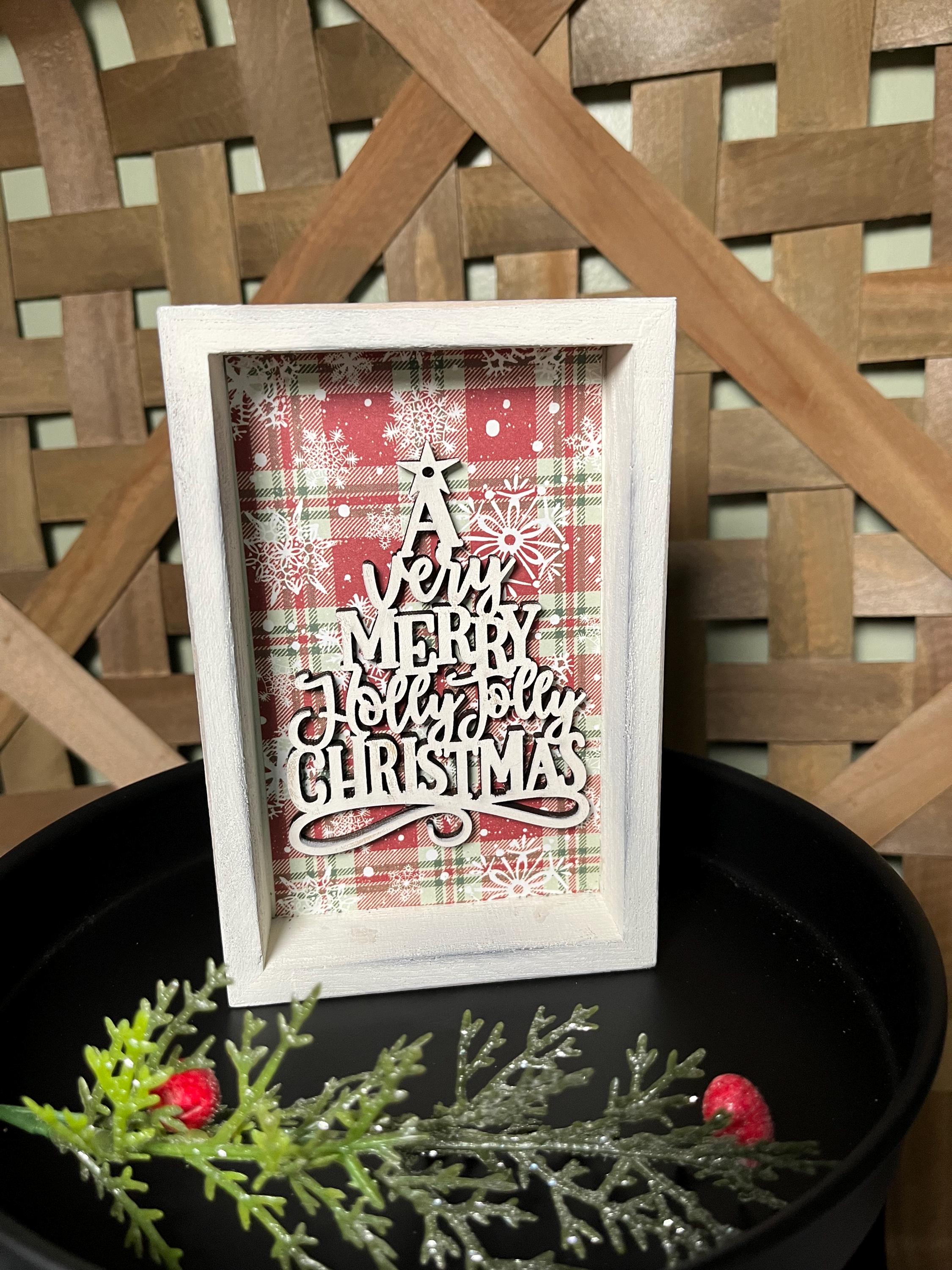 Christmas/holiday Theme Wood Christmas Tree Frame Tier Tray Decor ...