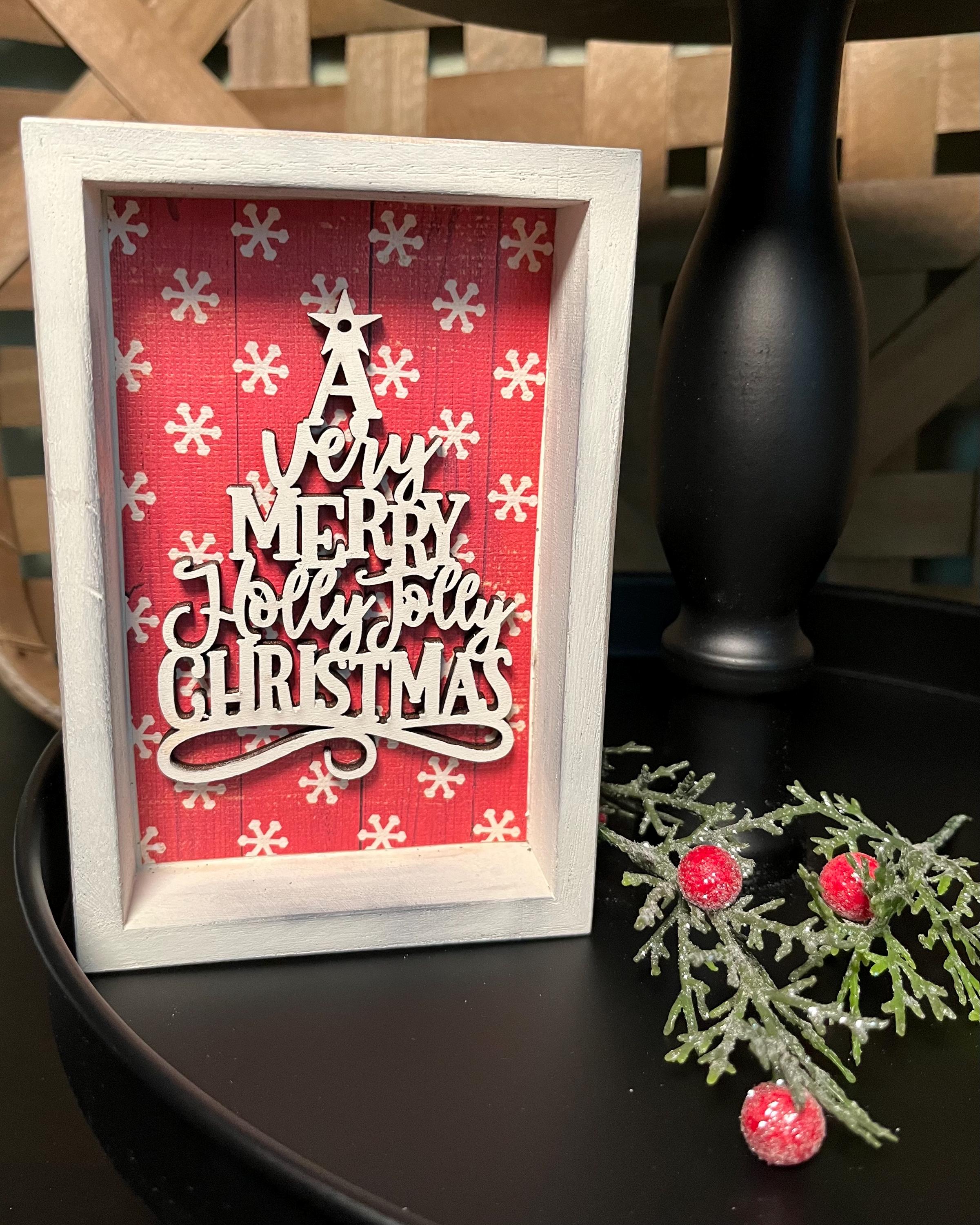Christmas/holiday Theme Wood Christmas Tree Frame Tier Tray Decor ...
