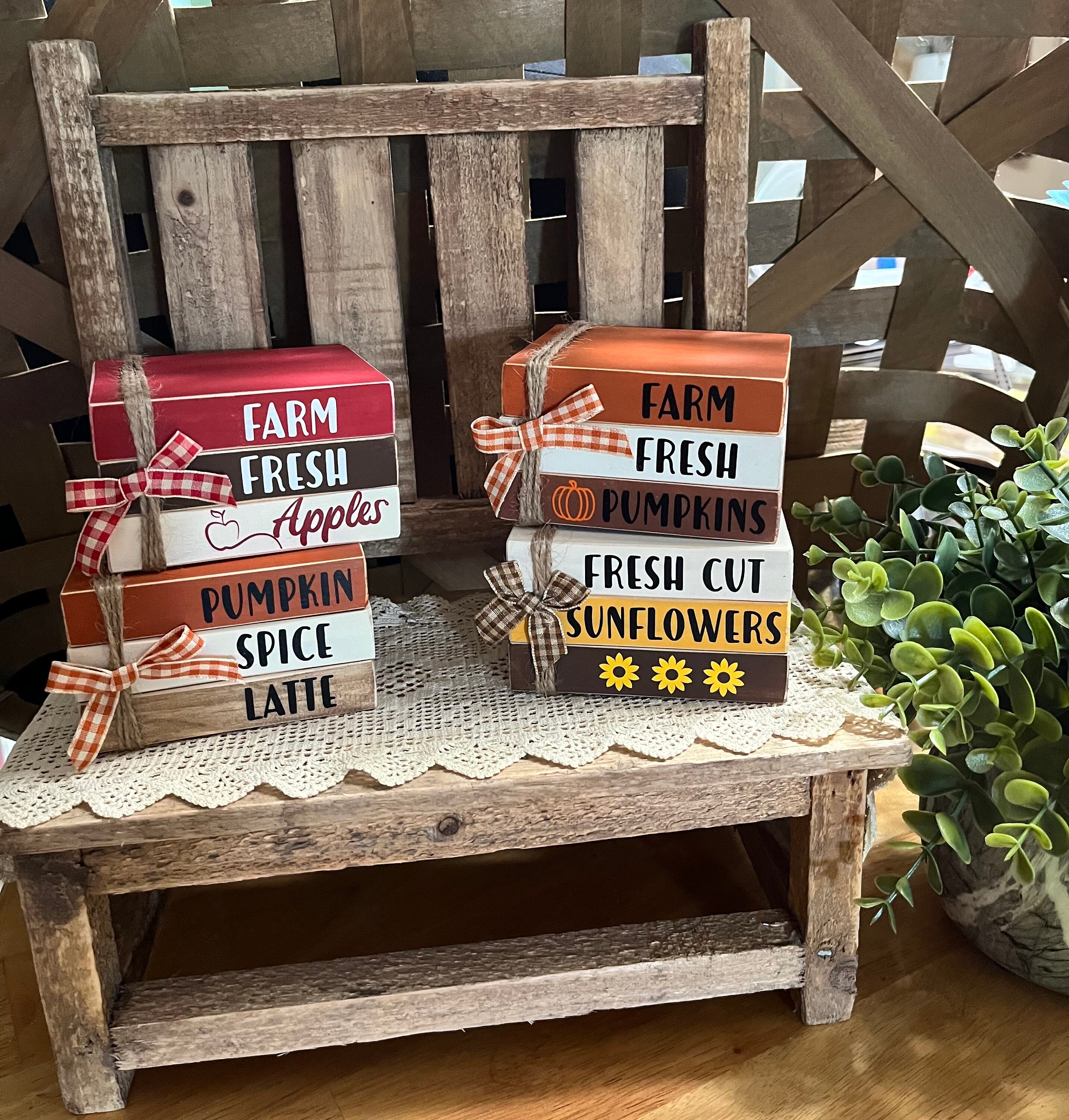 Fall Wood Book Stacks/fall Shelf Decor / Fall Tier Tray Decor / Rustic ...