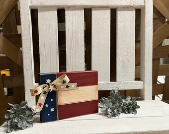 America Sign / Red White & Blue Wooden Sign / Tiered Tray Decor / 4th ...