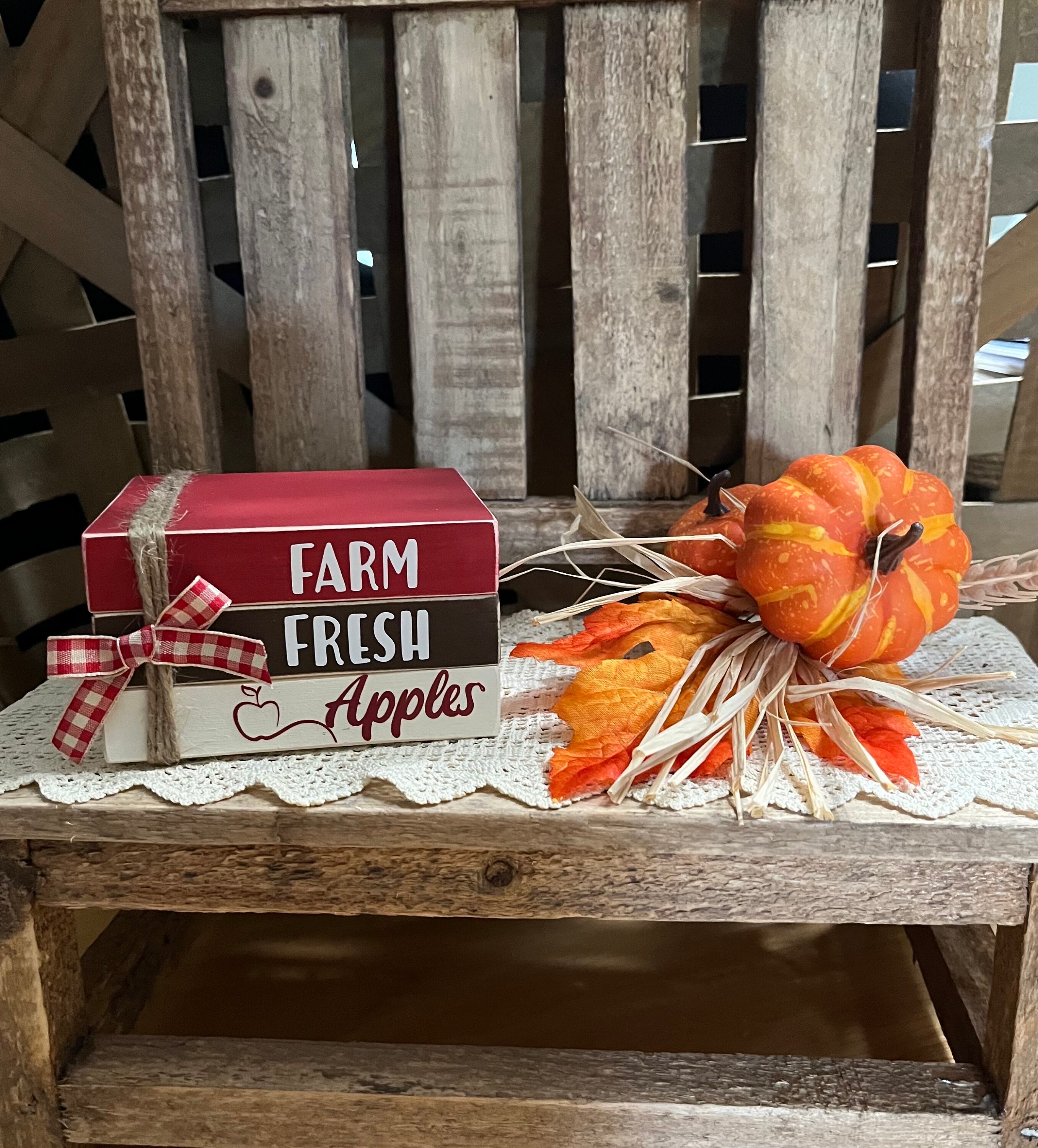 Fall Wood Book Stacks/fall Shelf Decor / Fall Tier Tray Decor / Rustic ...