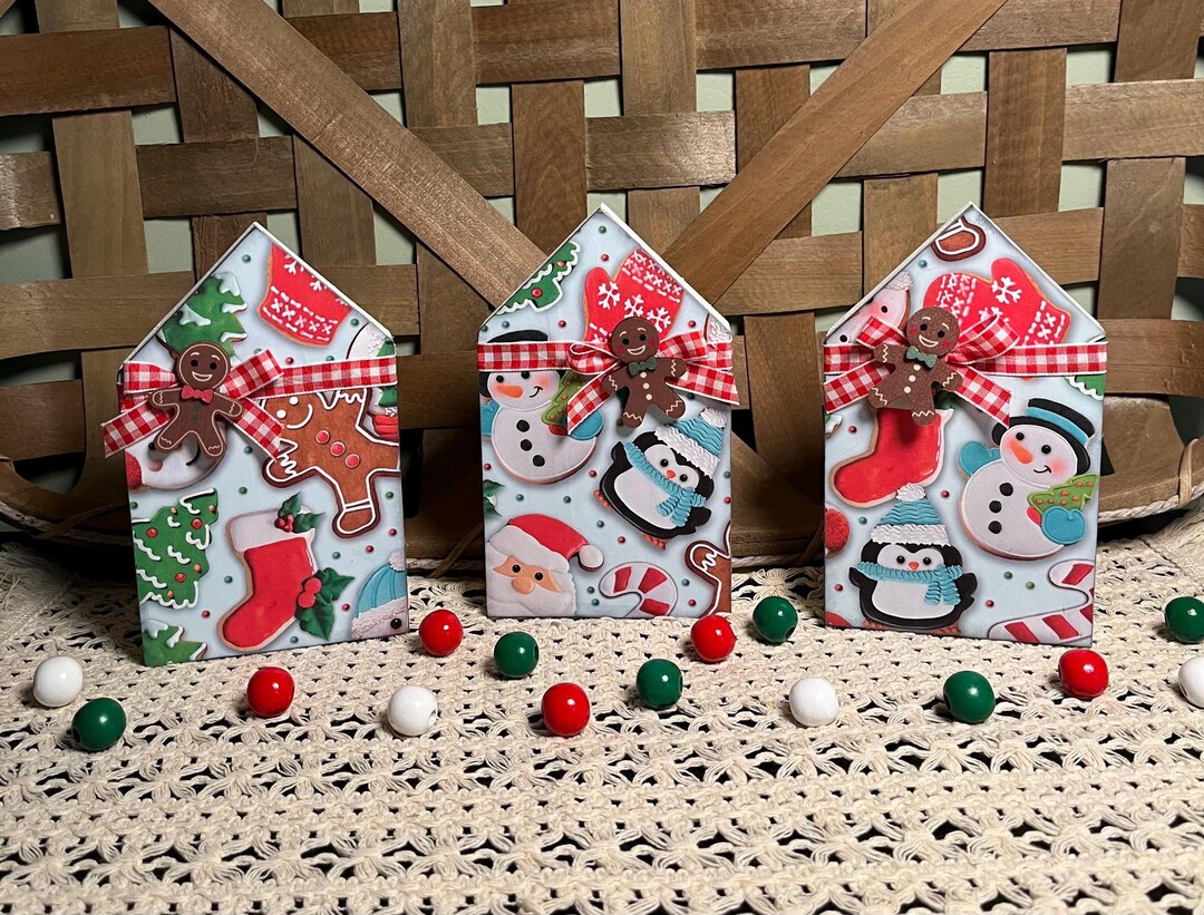 Christmas Figures/holiday Theme Wooden House/tier Tray Decor/farmhouse ...