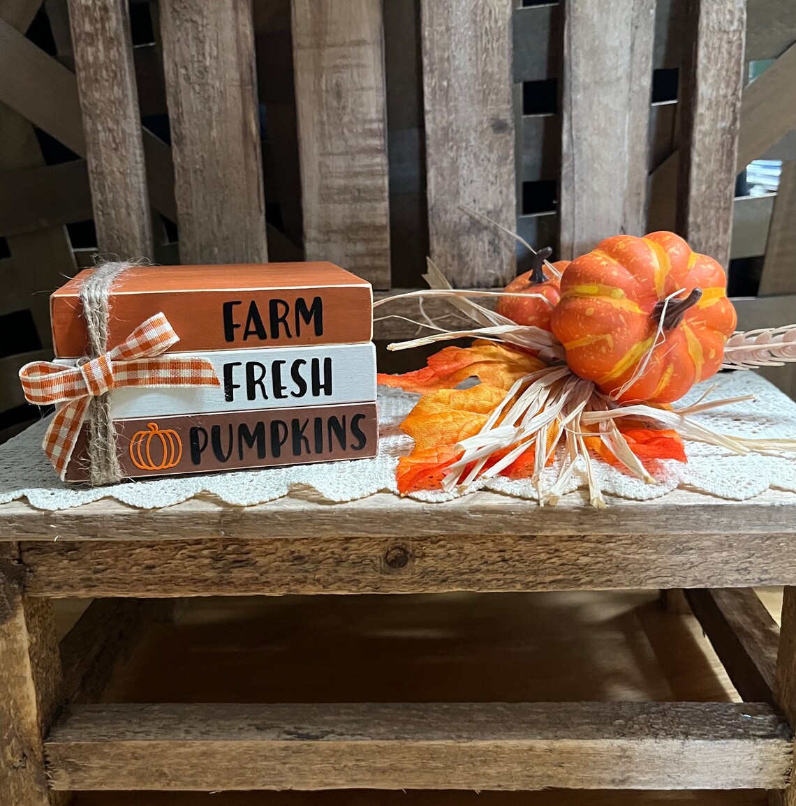 Fall Wood Book Stacks/fall Shelf Decor / Fall Tier Tray Decor / Rustic ...