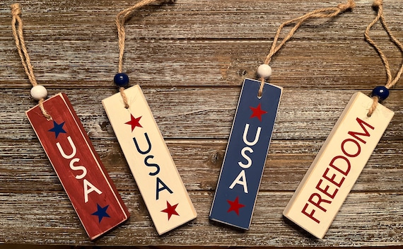 Patriotic/ornaments/tier Tray Decor/red White & - Etsy