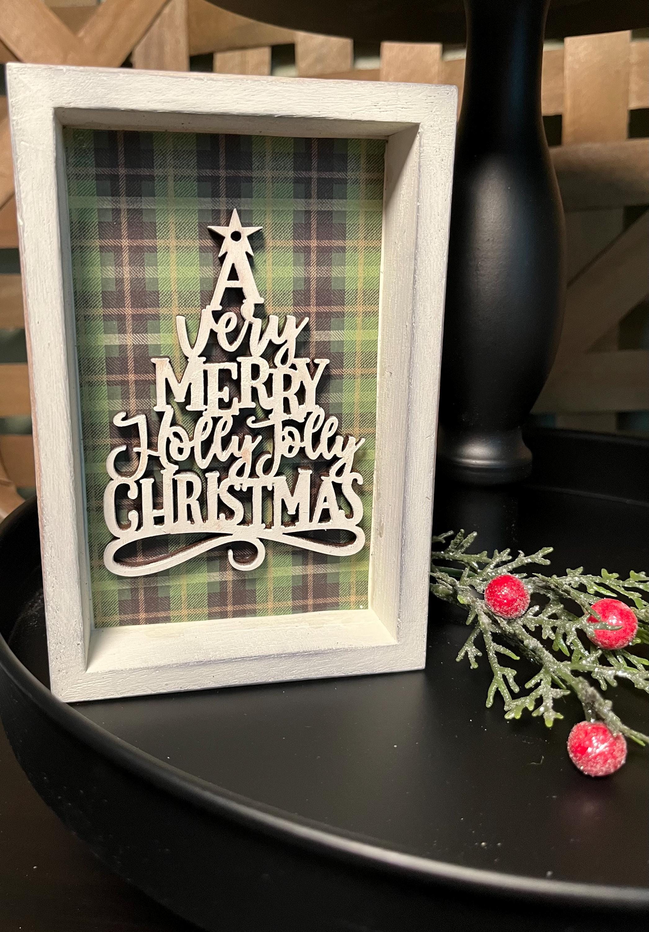 Christmas/holiday Theme Wood Christmas Tree Frame Tier Tray Decor ...