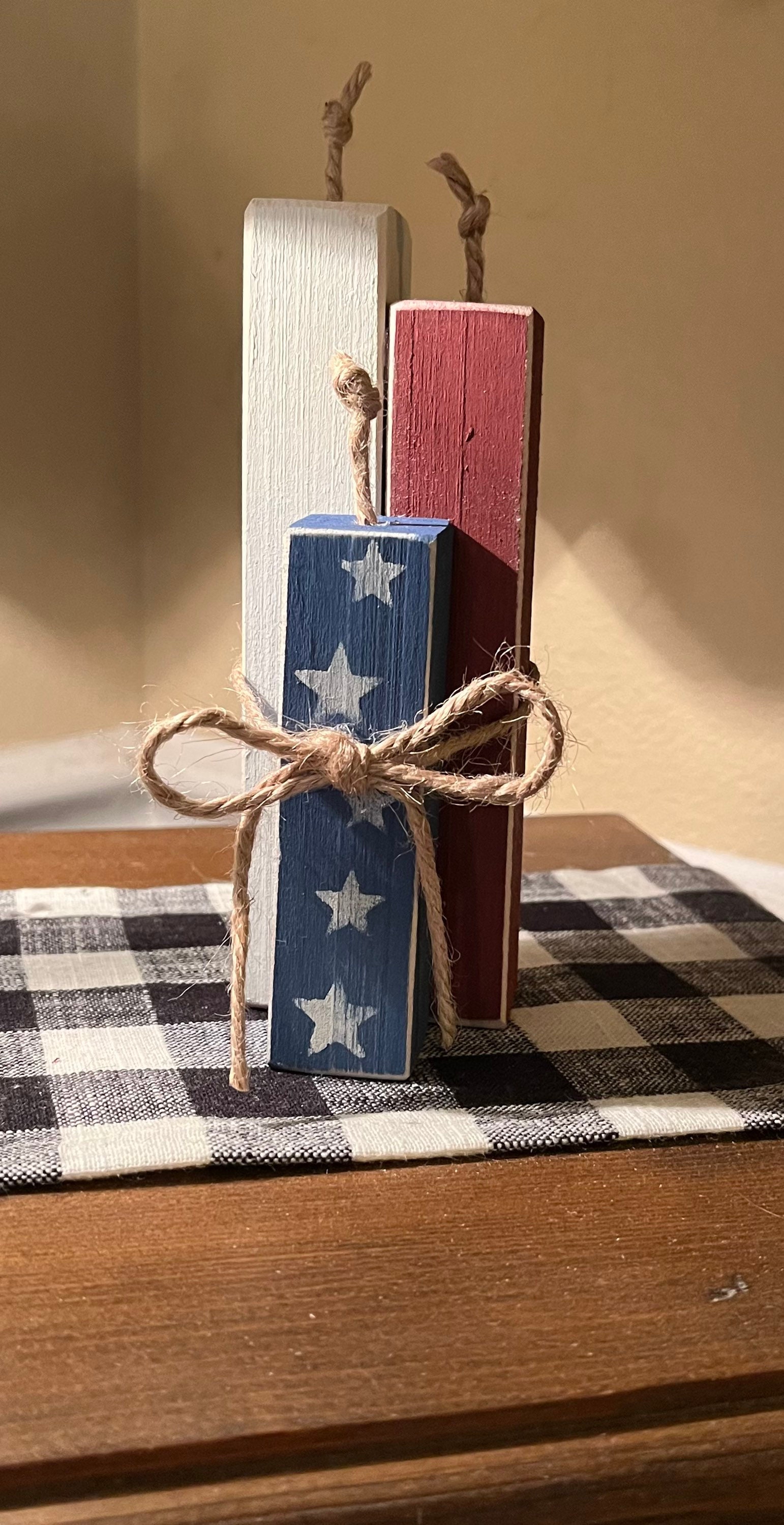 Patriotic Wooden Firecrackers /tier Tray Decor/red, White & Blue ...