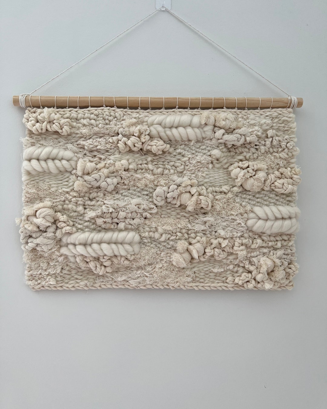 Neutral White Cream Fiber Art Wall Hanging Weaving Macrame - Etsy
