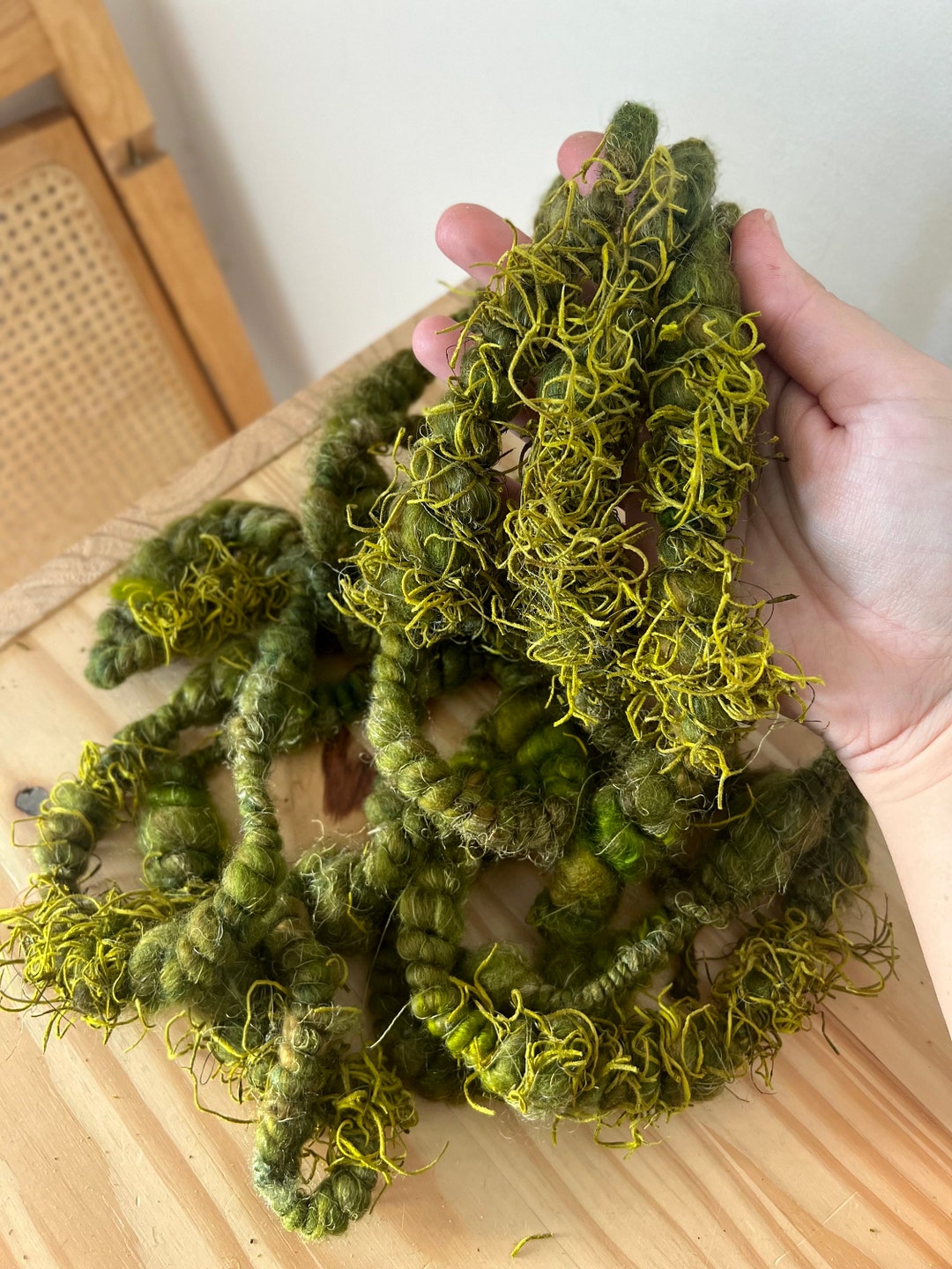 Spanish Moss Art Yarn // Handspun Core Spun Textured Coils - Weaving ...