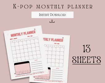 Kpop | Ateez Inspired Monthly Printable Planner 2024 | Instant Digital ...