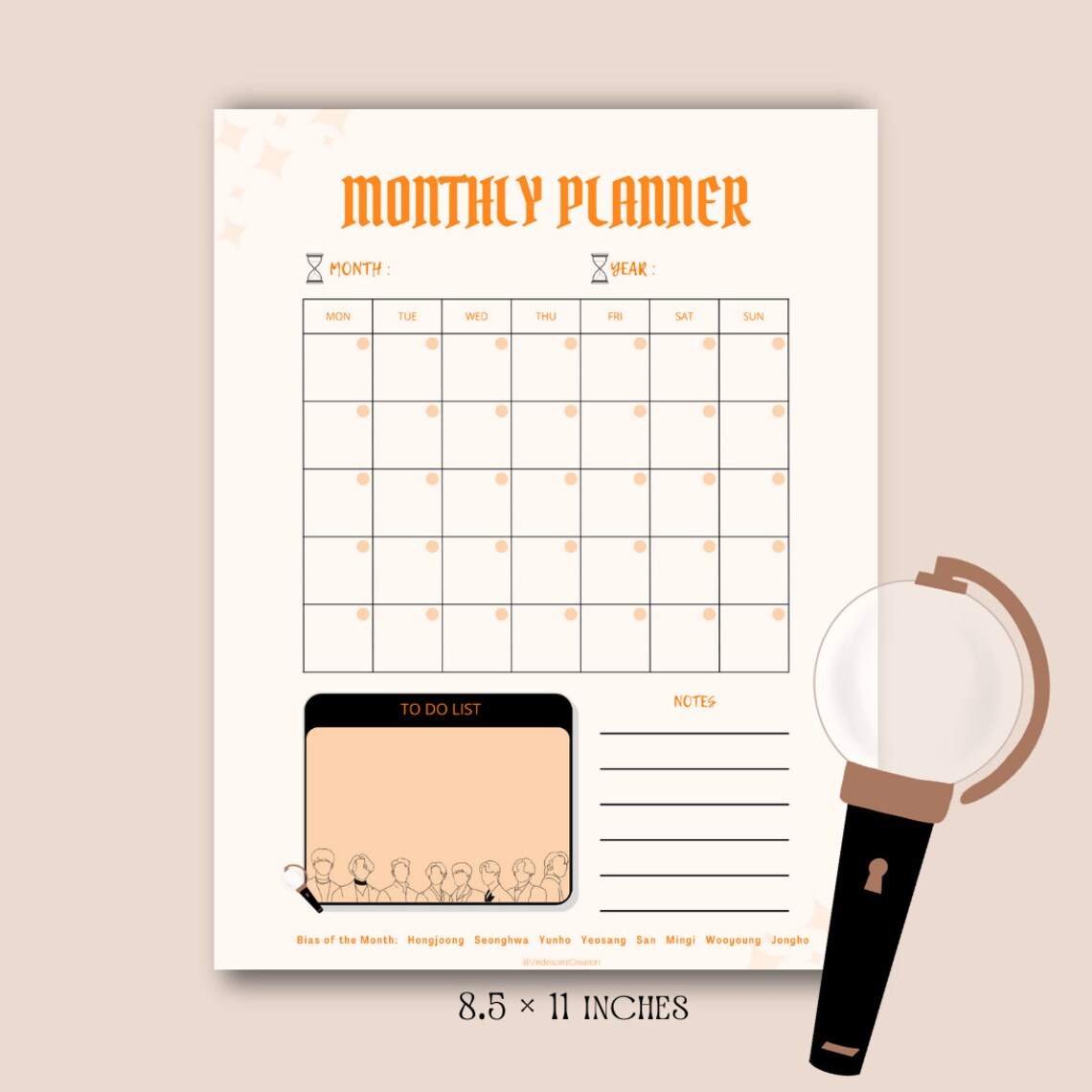 Kpop | Ateez Inspired Monthly Printable Planner 2024 | Instant Digital ...