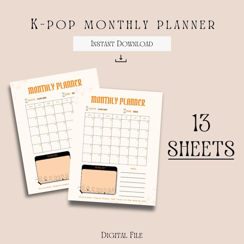 Kpop | Ateez Inspired Monthly Printable Planner 2024 | Instant Digital ...