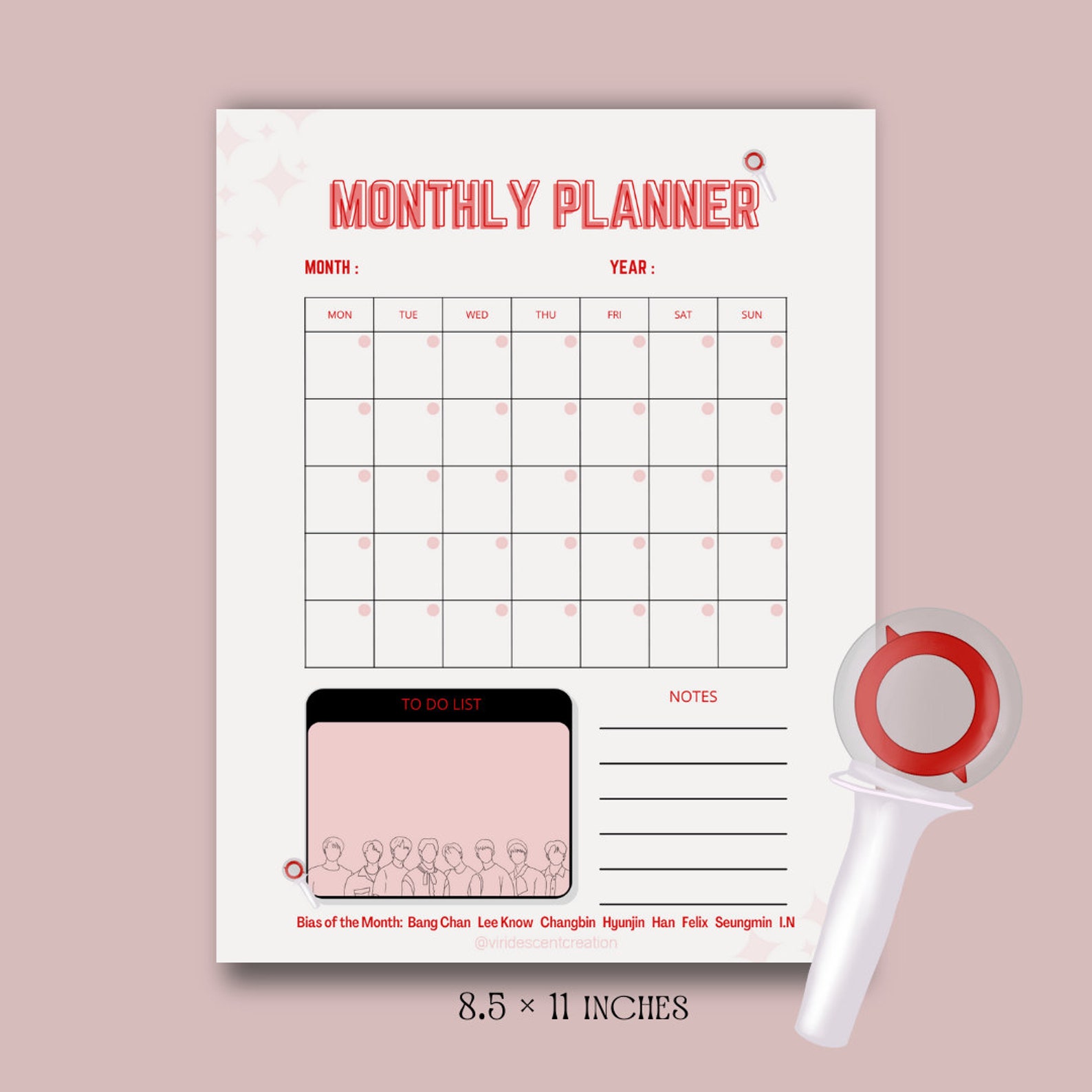 Kpop | Stray Kids Inspired Monthly Printable Planner 2024 | Instant ...