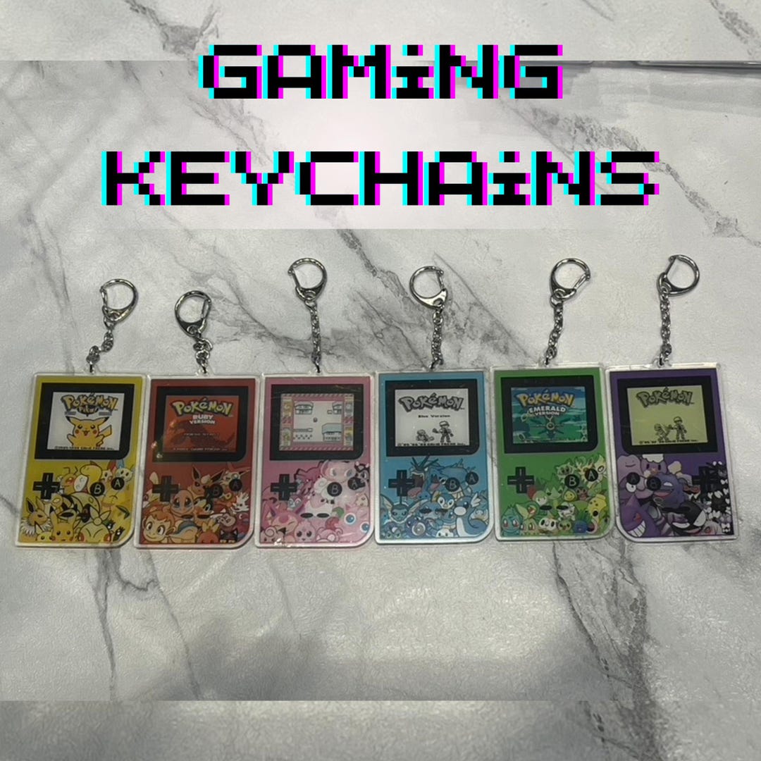 Retro Gaming Console Acrylic Keychains | Poke Inspired 3.5 Inch ...