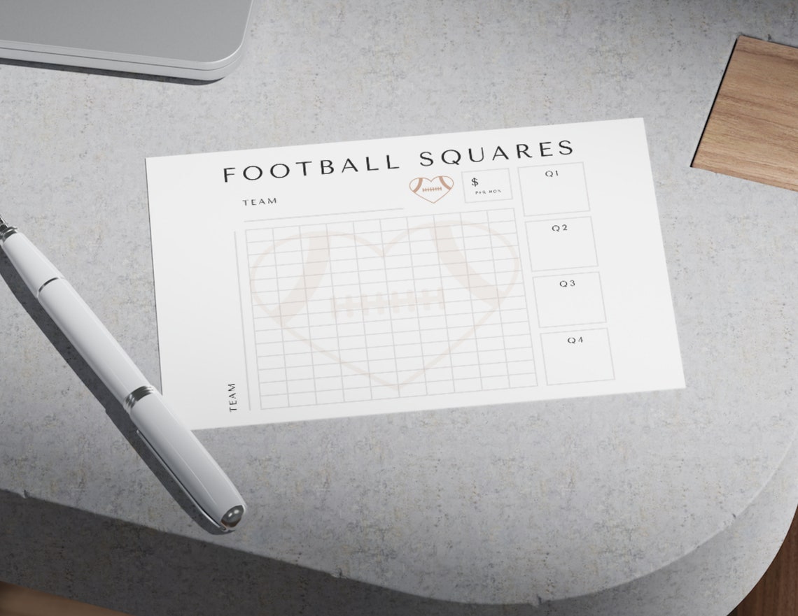 PRINTABLE Football Squares for Football Pool Betting Squares Super Bowl ...