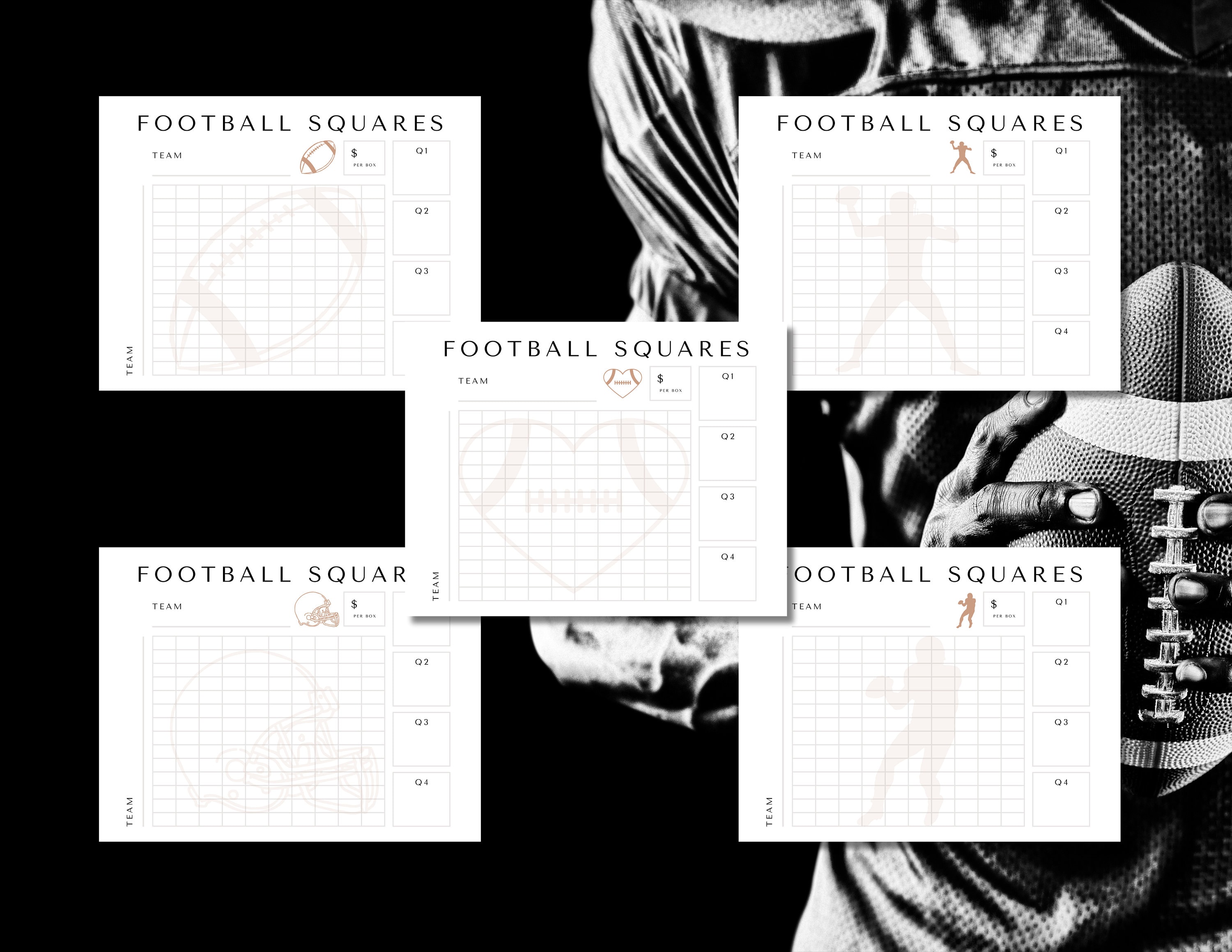 PRINTABLE Football Squares for Football Pool Betting Squares Super Bowl ...