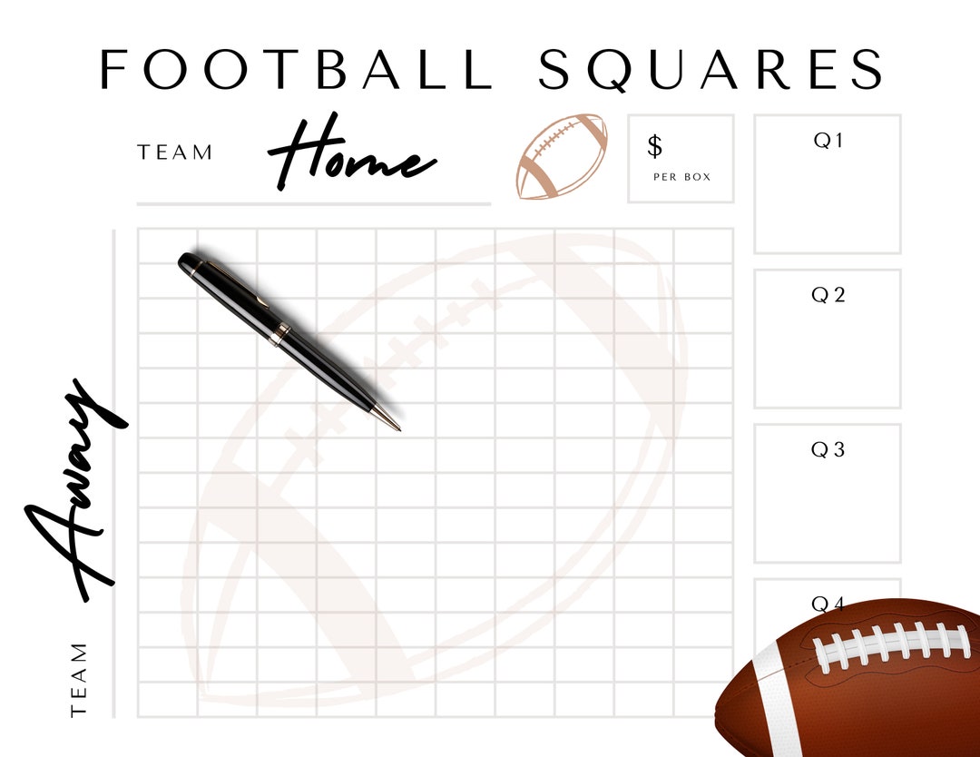 PRINTABLE Football Squares for Football Pool Betting Squares Super Bowl ...