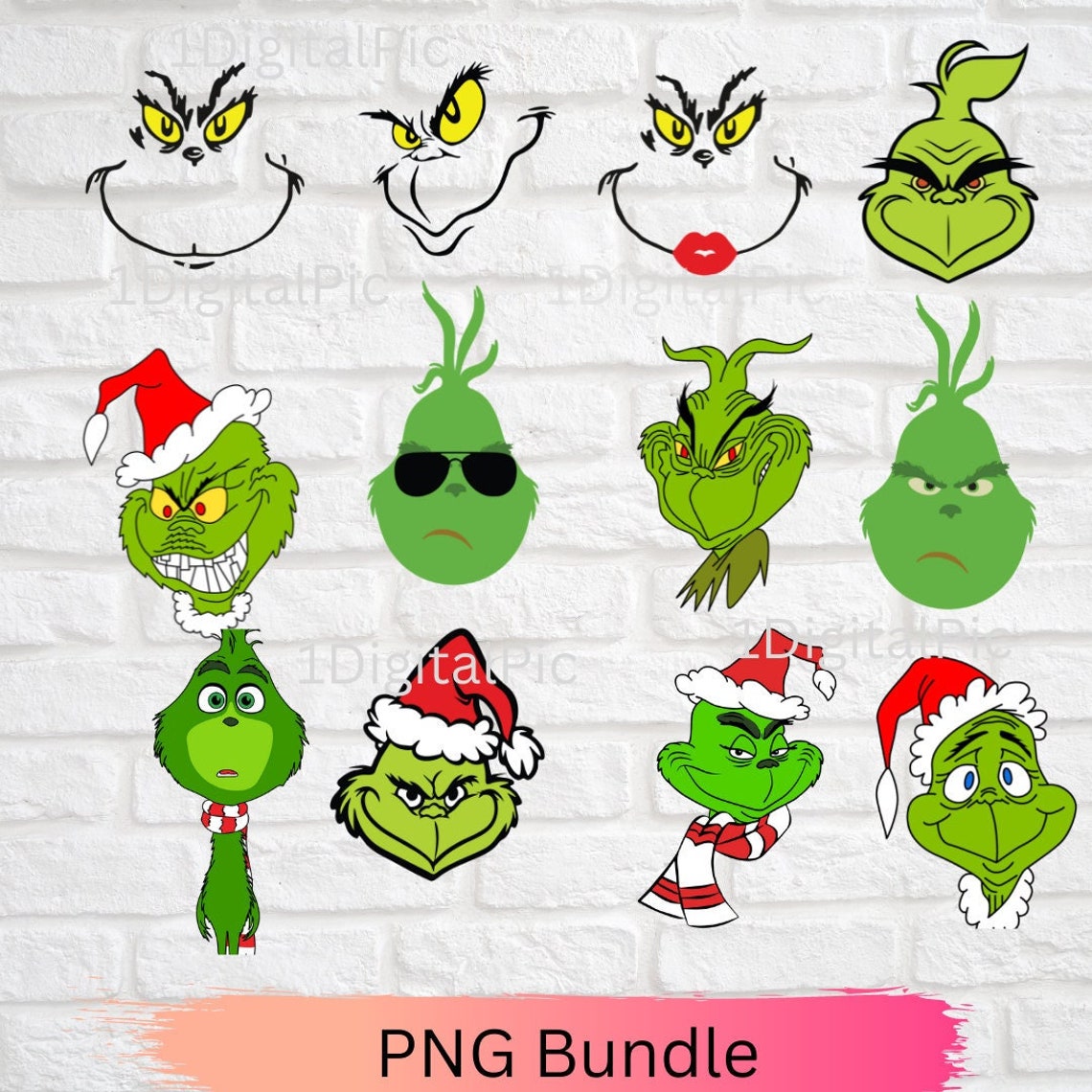 Grinch Face Bundle Png PNG Bundle Grinch Christmas Christmas Png - Etsy