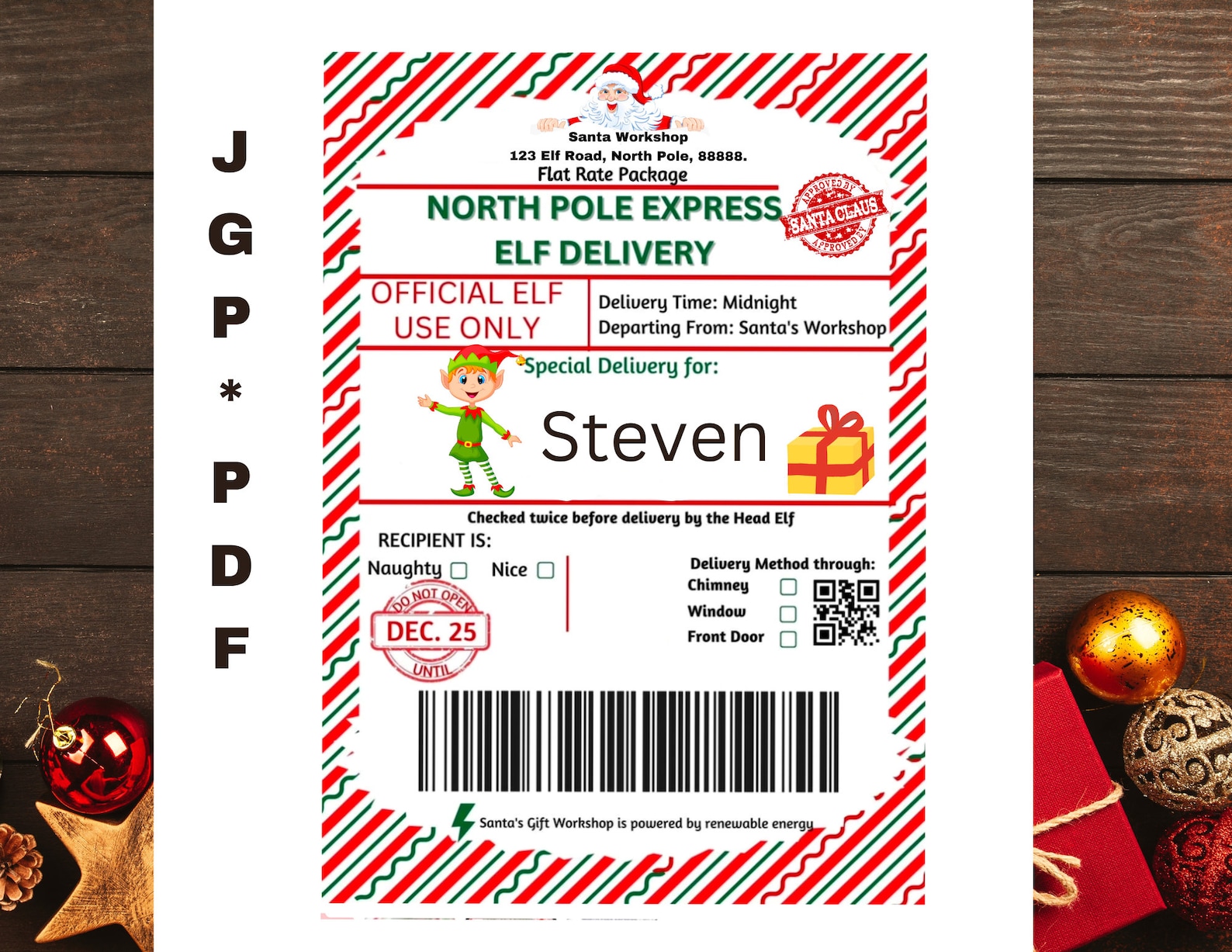 Santa Mail Shipping Labels North Pole Stickers Gift Tag - Etsy