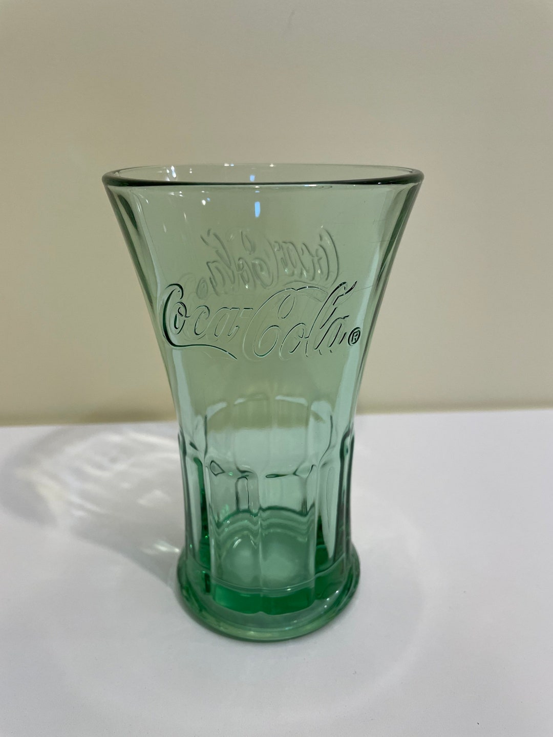 Coca Cola Green Flared Glass Tumbler 16 Oz Heavy Glass Vintage - Etsy