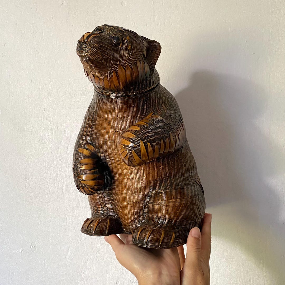 Vintage Rattan Bear Box, Chalet Style, Mountain Theme – 1970s ...