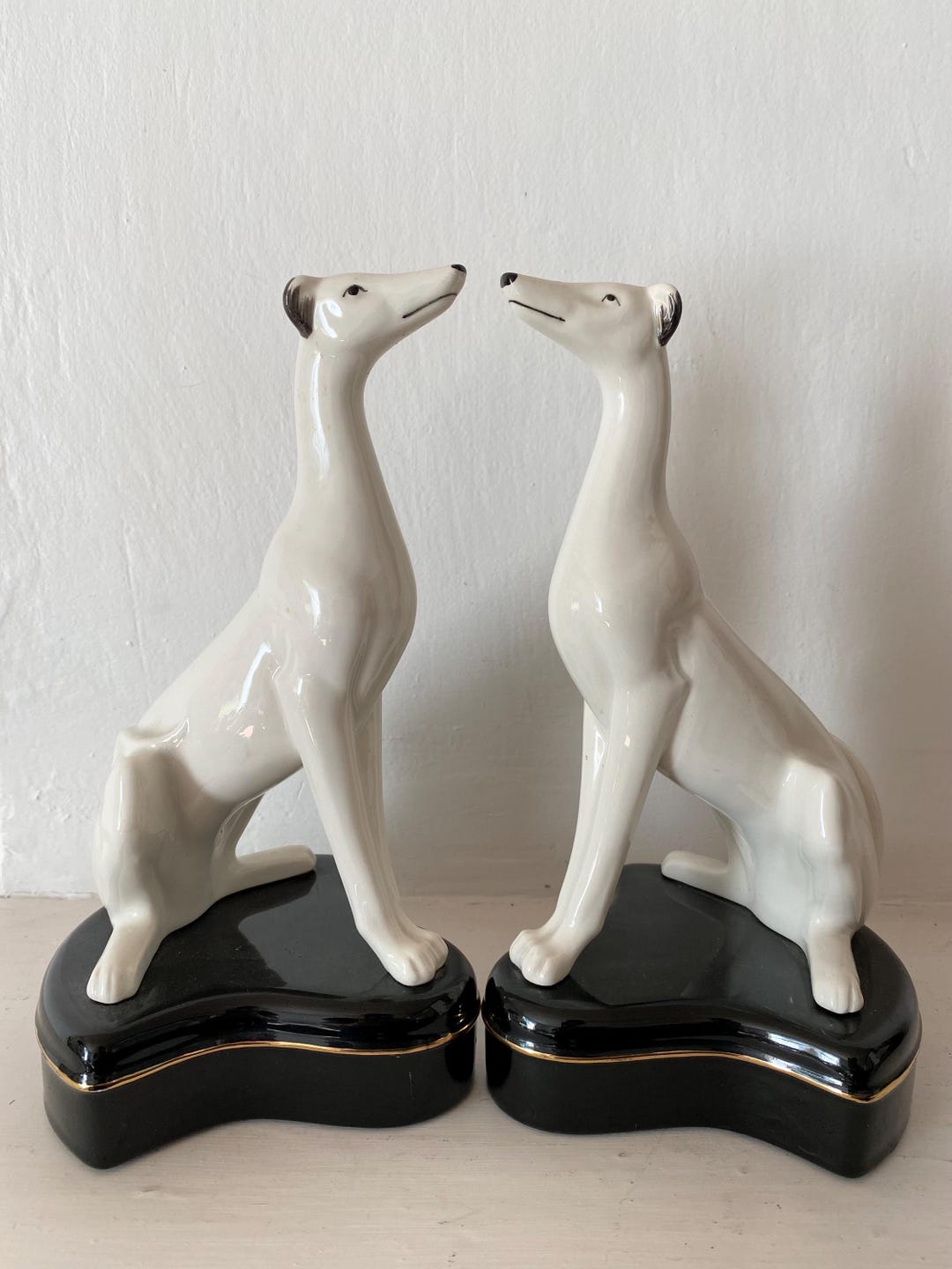 Vintage Greyhound Dog Bookends, Black and White Bookends From the 1960s ...
